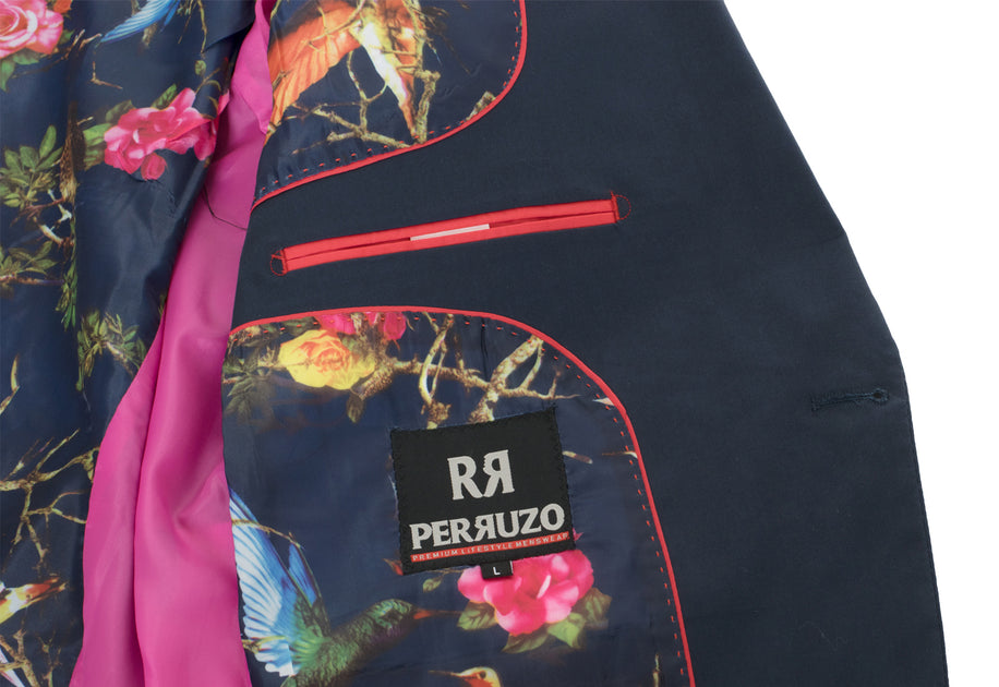 Navy Cotton-Stretch Fashion Blazer (1720) – Perruzo